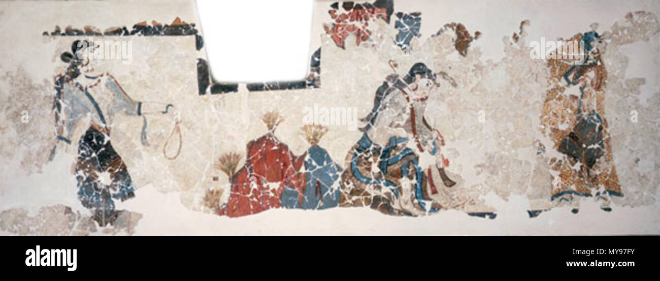 . bronze age freso of women that are interpreted as adorants ...