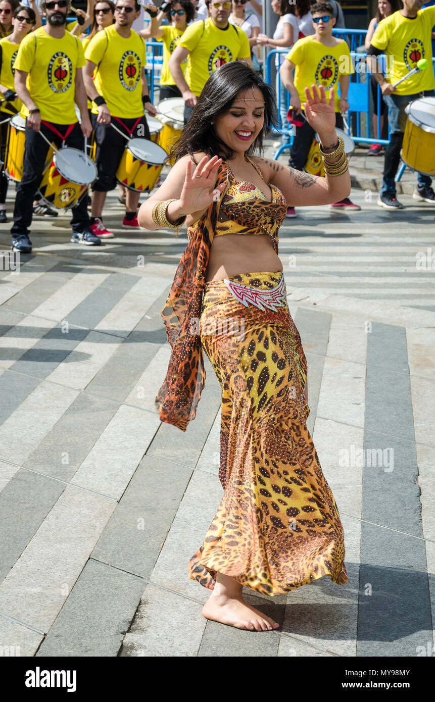 Madrid, Spain, 3 th June. Celebration of Holi Madrid in Luna square ...