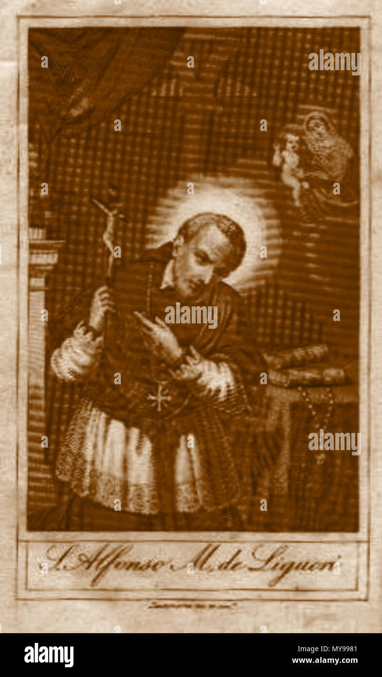 . English: Devotional print of Saint Alphonsus Liguori . circa 1812 ...