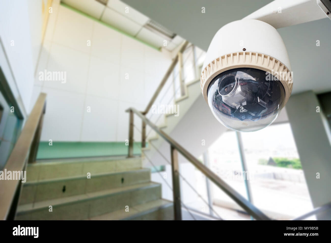 CCTV Camera Operating over stairway Stock Photo - Alamy