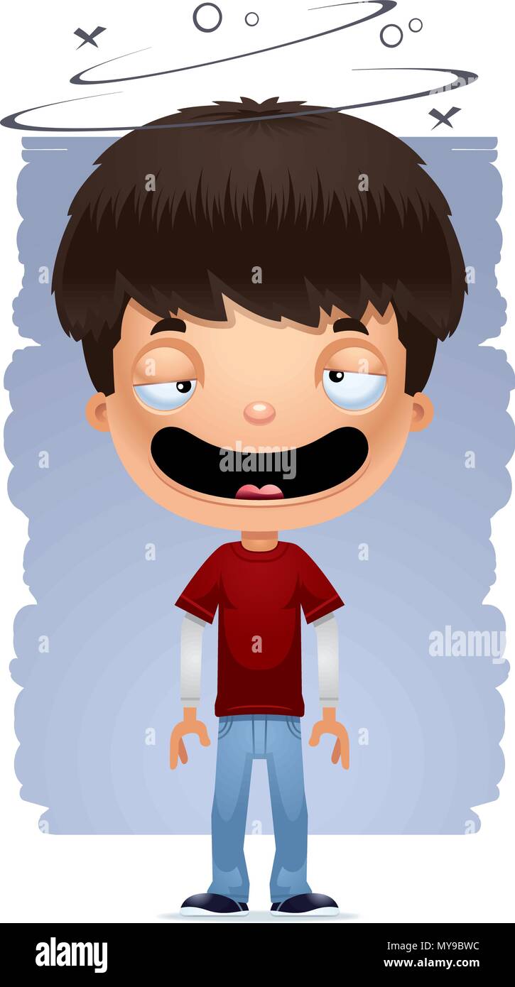 A cartoon illustration of a teenage boy looking drunk Stock Vector ...