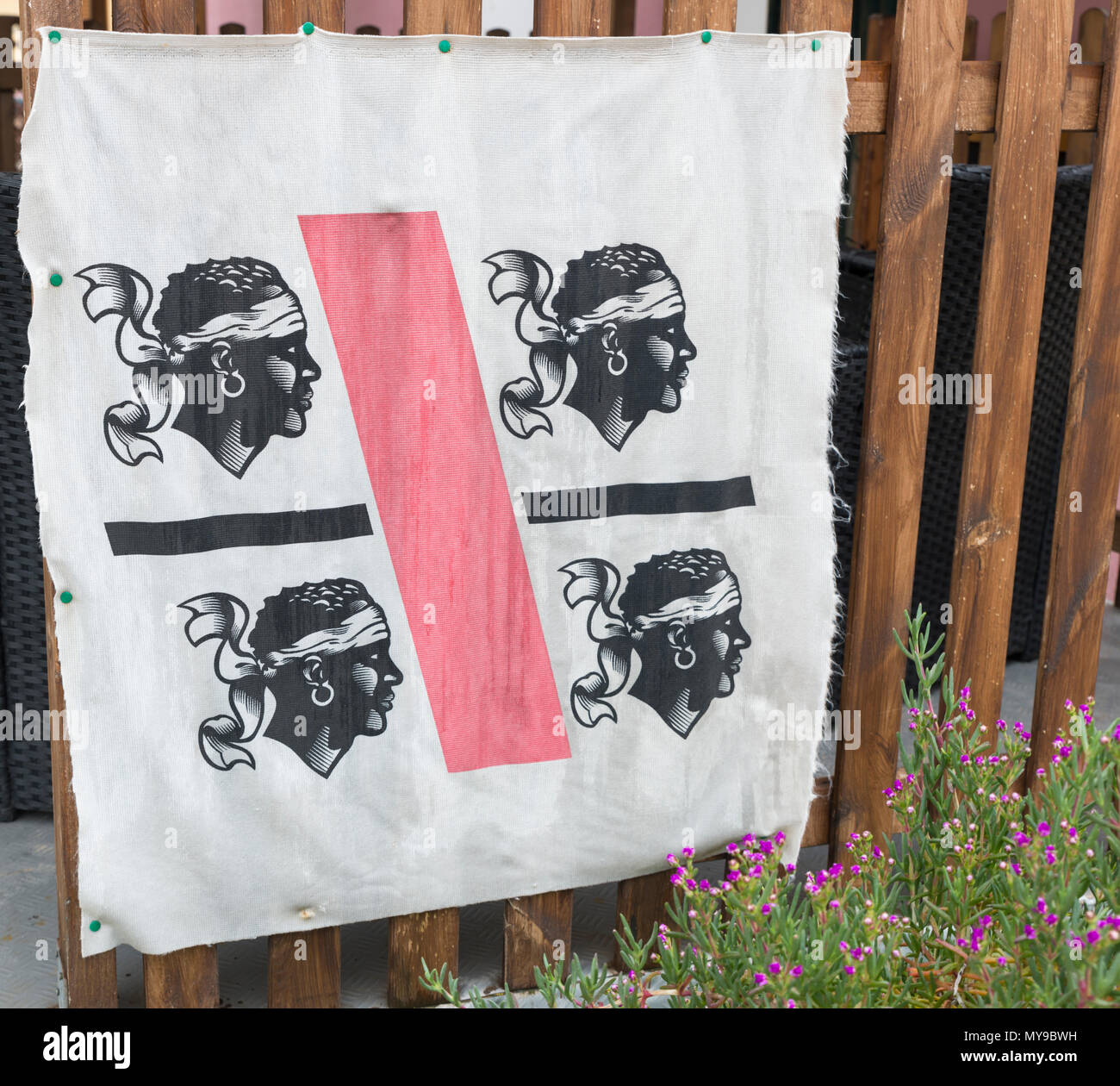 the famous flag of sardinia with the four moron heads, Quattro mori ...