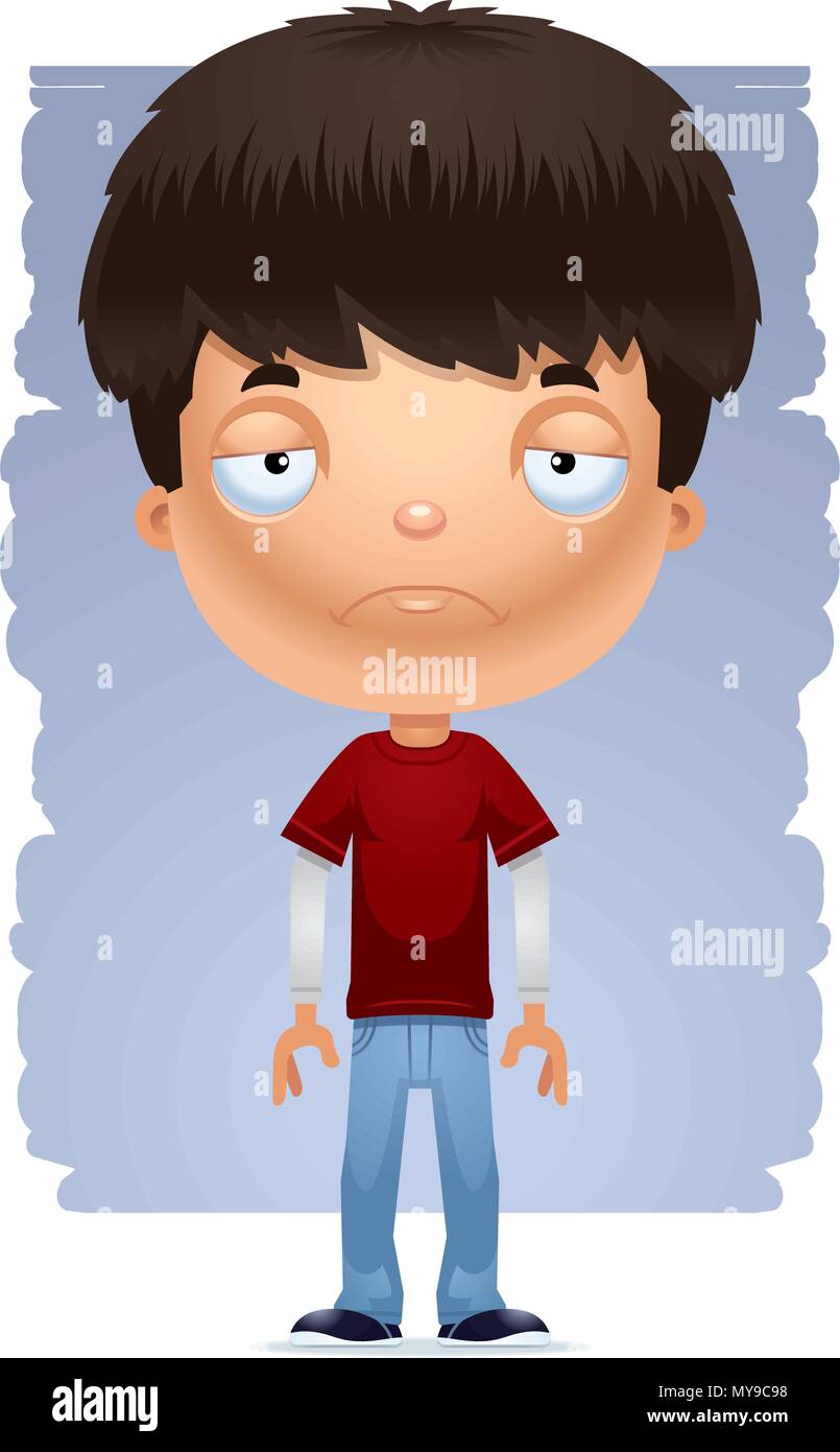 A cartoon illustration of a teenage boy looking sad Stock Vector Image ...