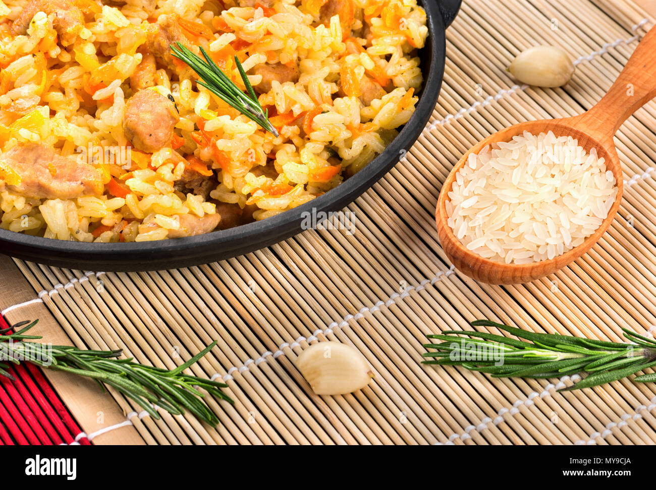 Full pan of rice with carrot hi-res stock photography and images - Alamy