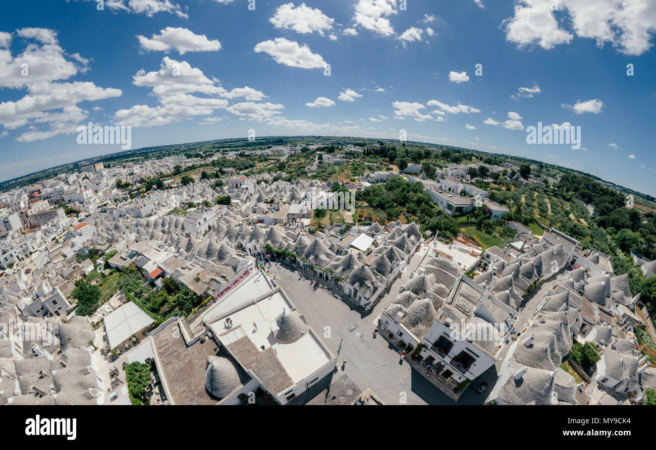 Alberobello Apulia Trulli city in Italy Drone 360 vr photo Stock Photo ...