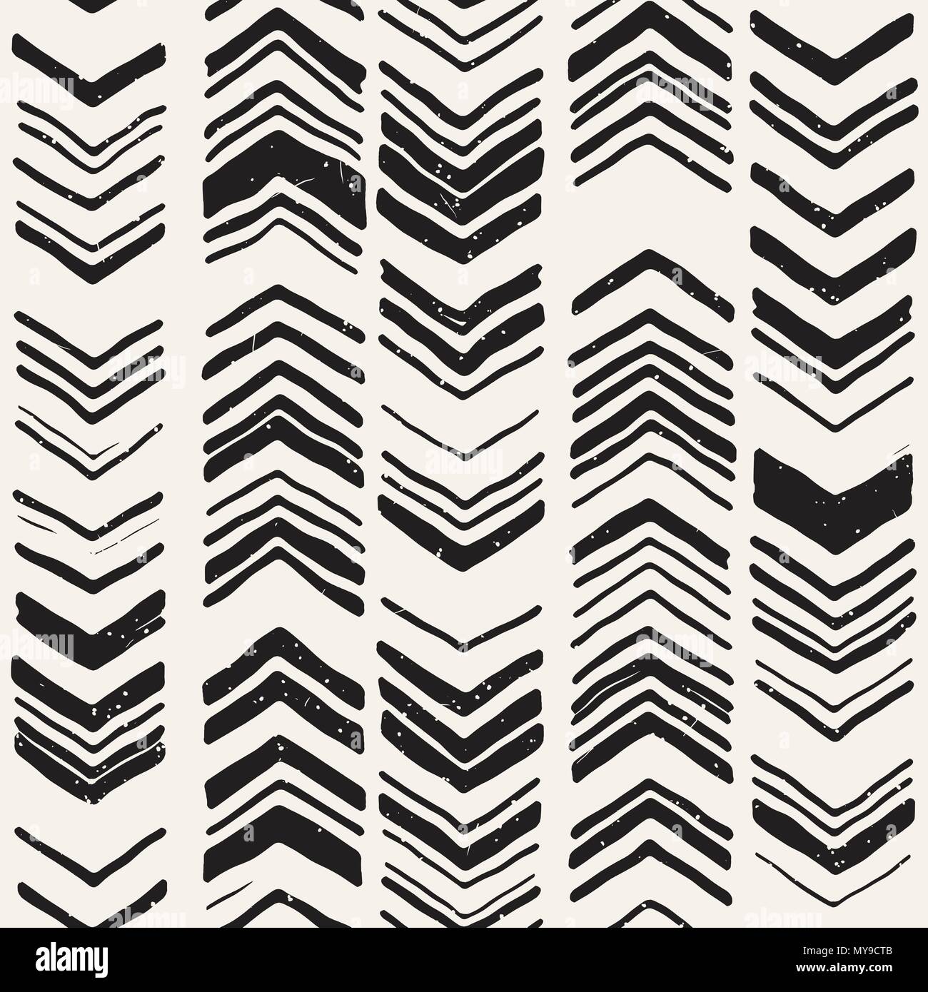 Seamless hand drawn style chevron pattern in black and white. Abstract ...