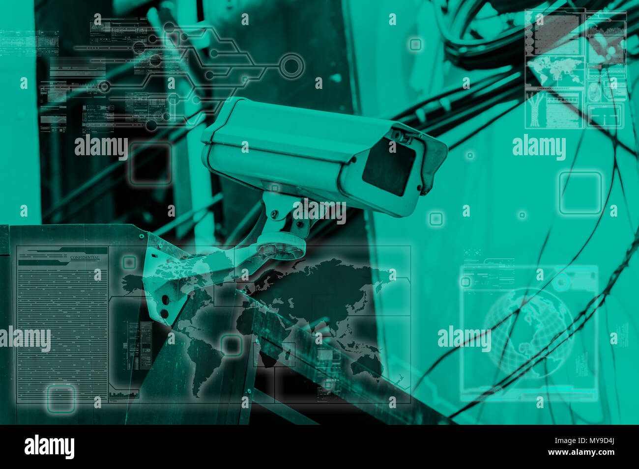 CCTV Camera technology on screen display Stock Photo - Alamy