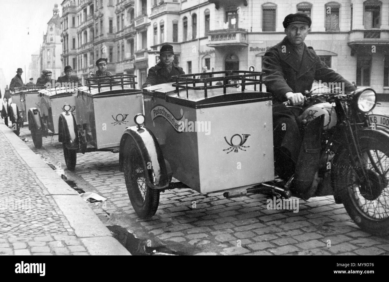 From 1 March 1949, in West Berlin motorcycles carry urgent postal items ...