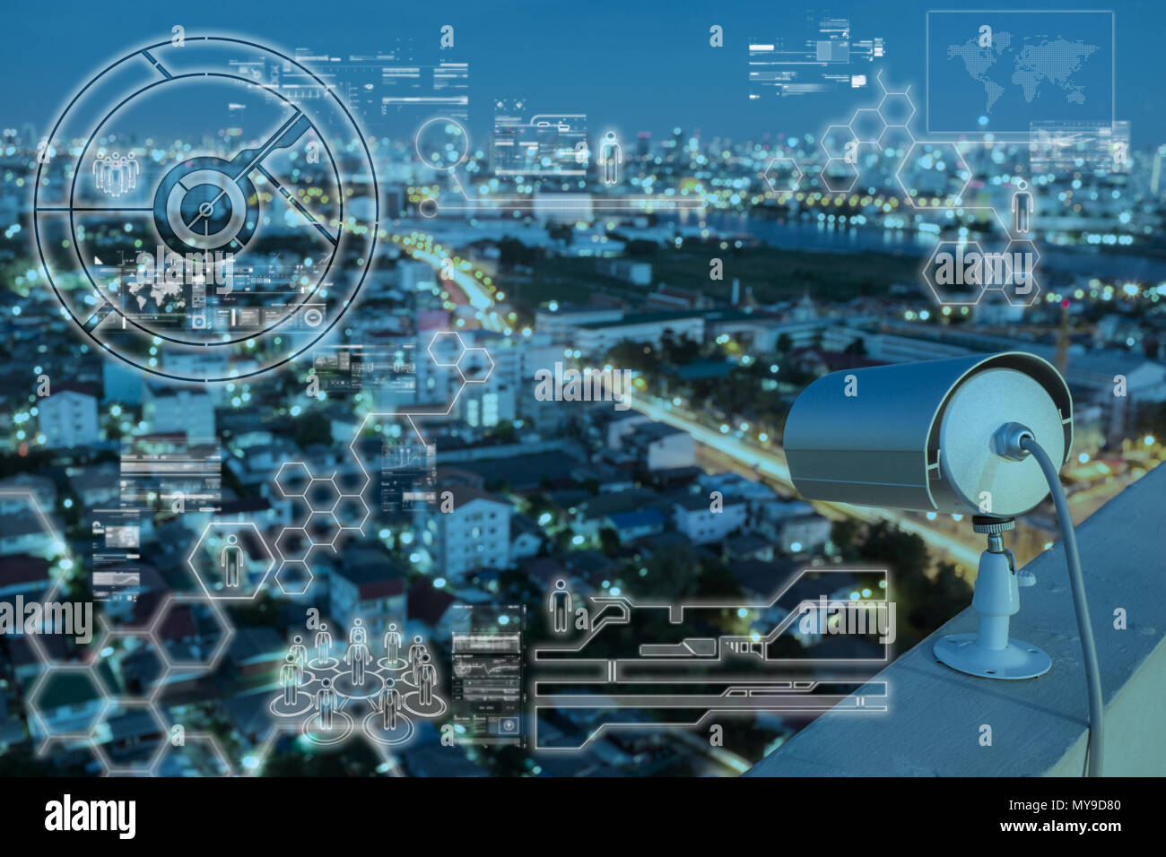 CCTV Camera technology on screen display Stock Photo - Alamy