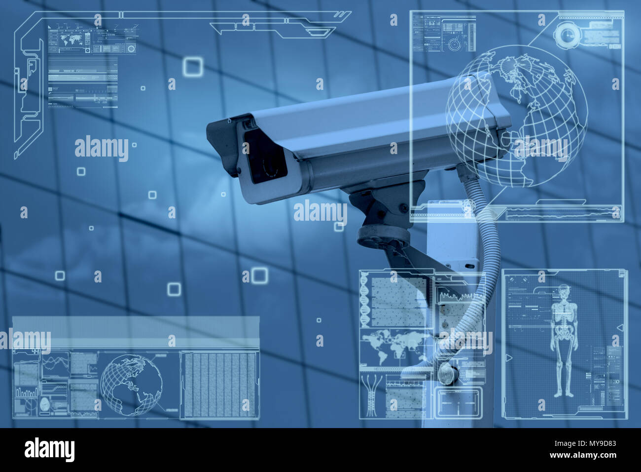 CCTV Camera technology on screen display Stock Photo - Alamy