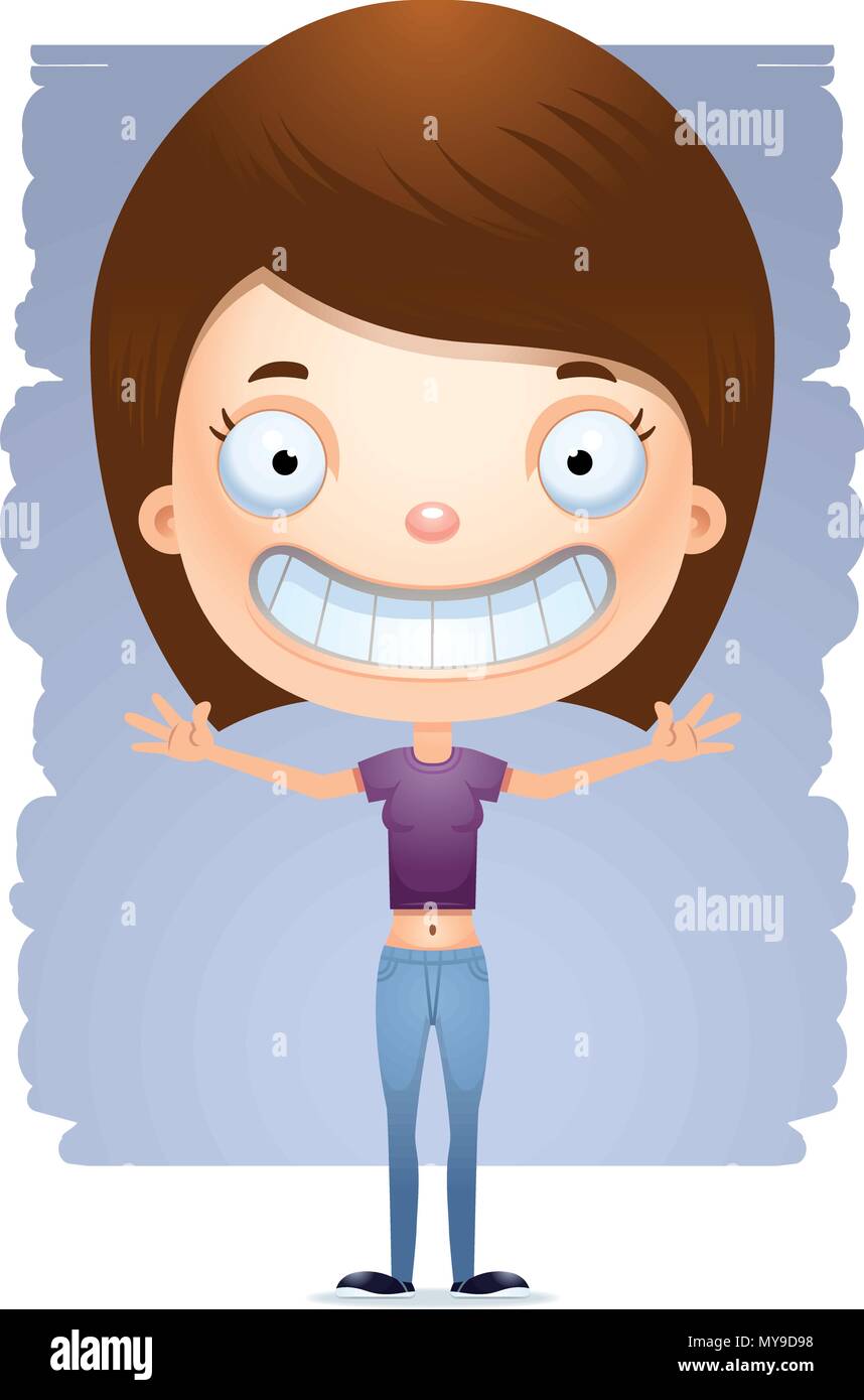 Cartoon Teenage Girl Smiling