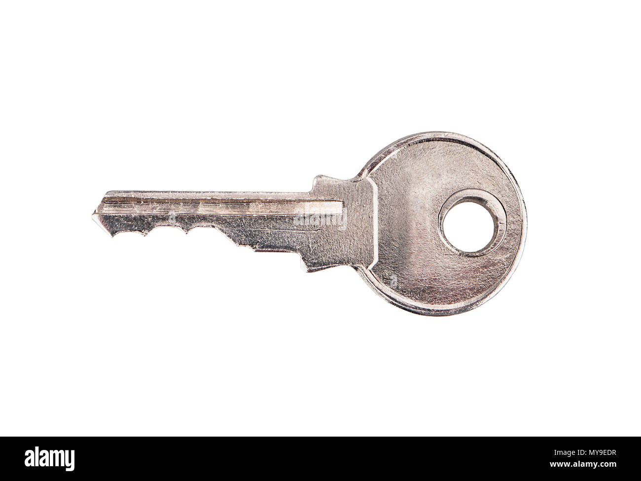 Metallic silver key from the lock isolated on a white background Stock ...