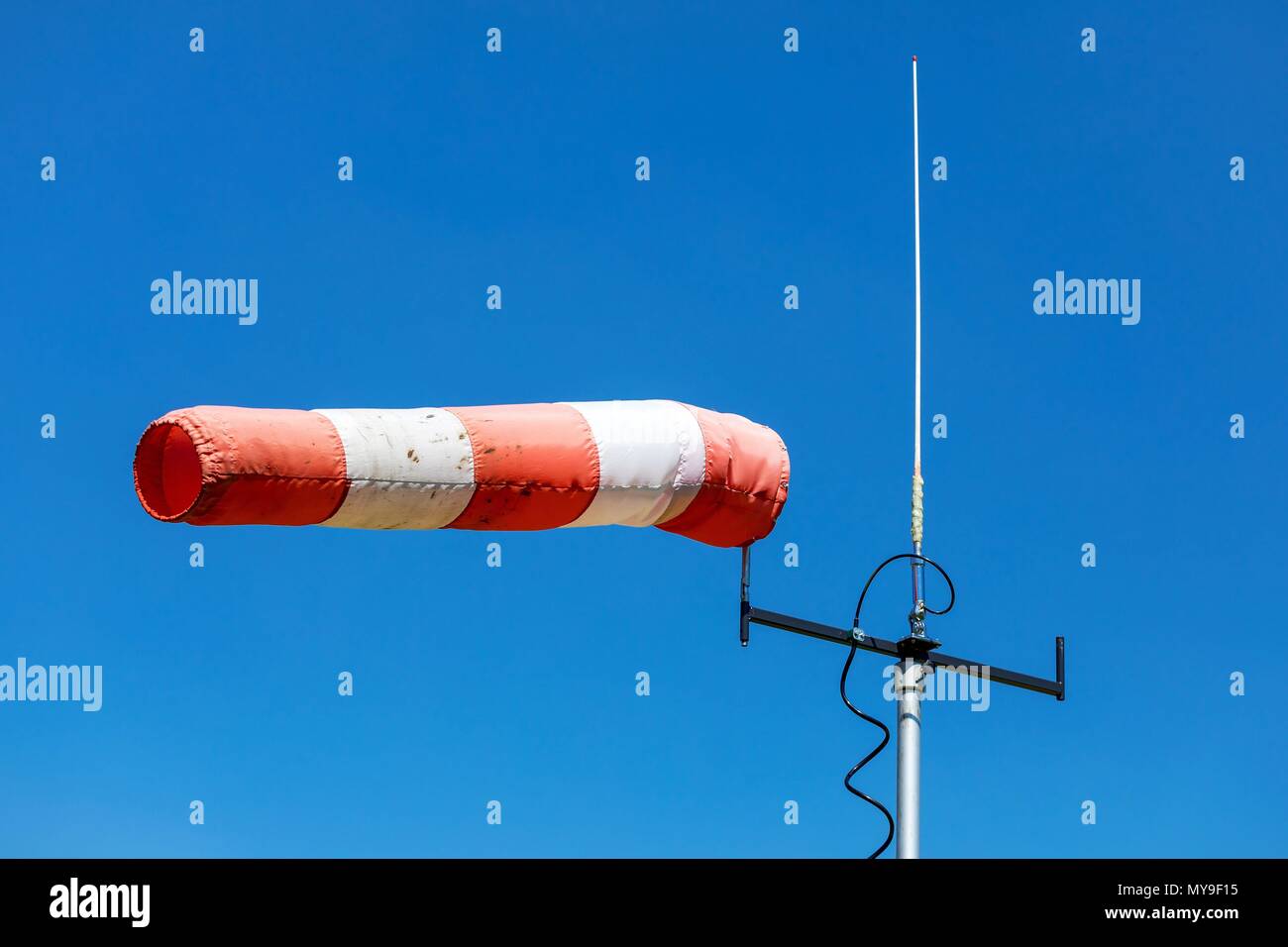 Wind sleeve (illustration), photographed at an airport in Brandenburg ...