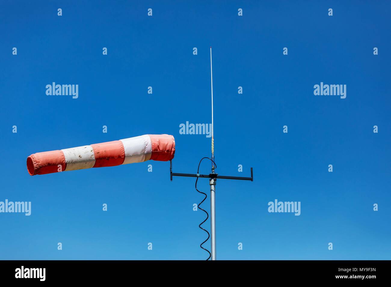 Wind sleeve (illustration), photographed at an airport in Brandenburg ...