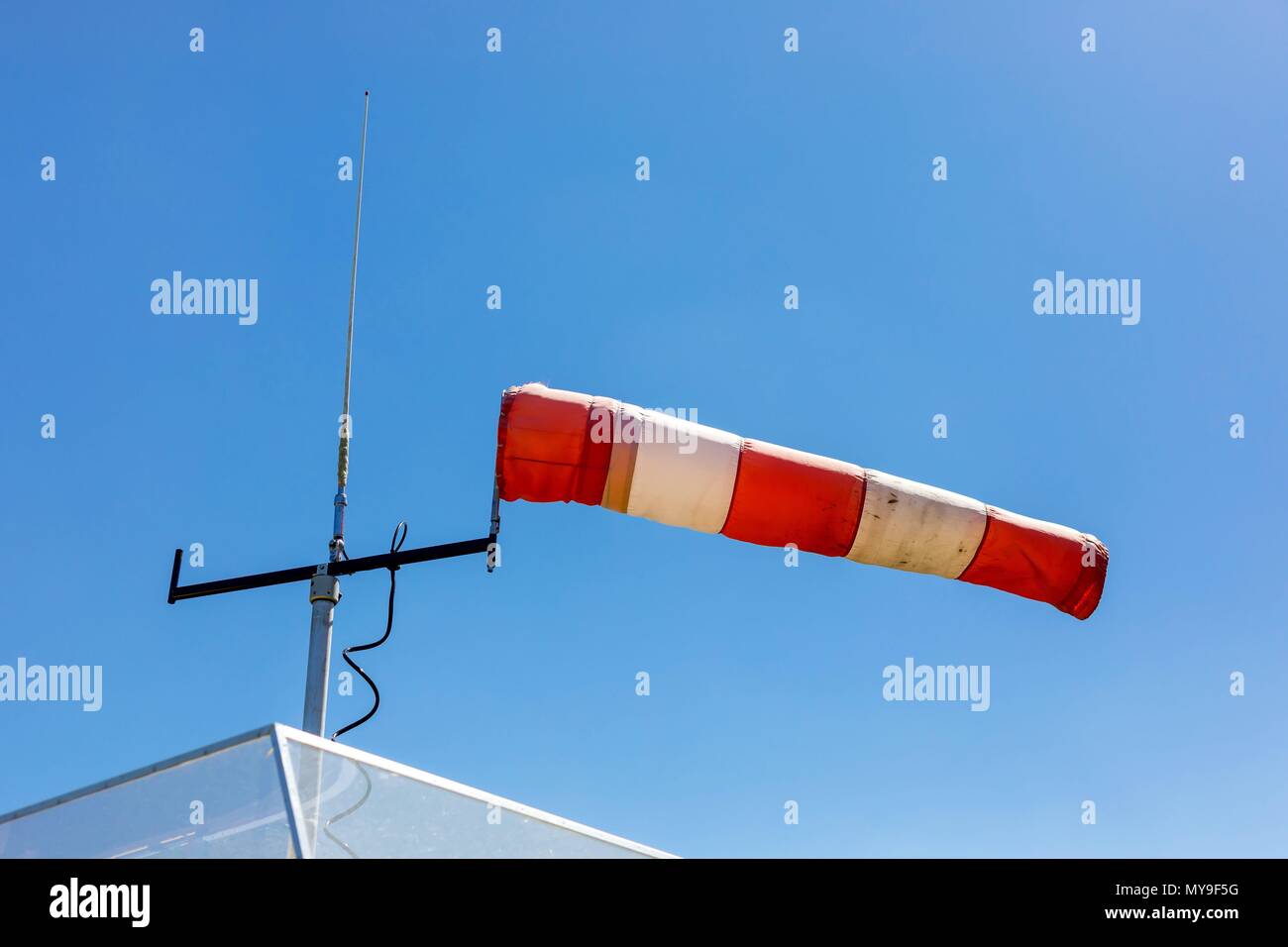 Wind sleeve (illustration), photographed at an airport in Brandenburg ...