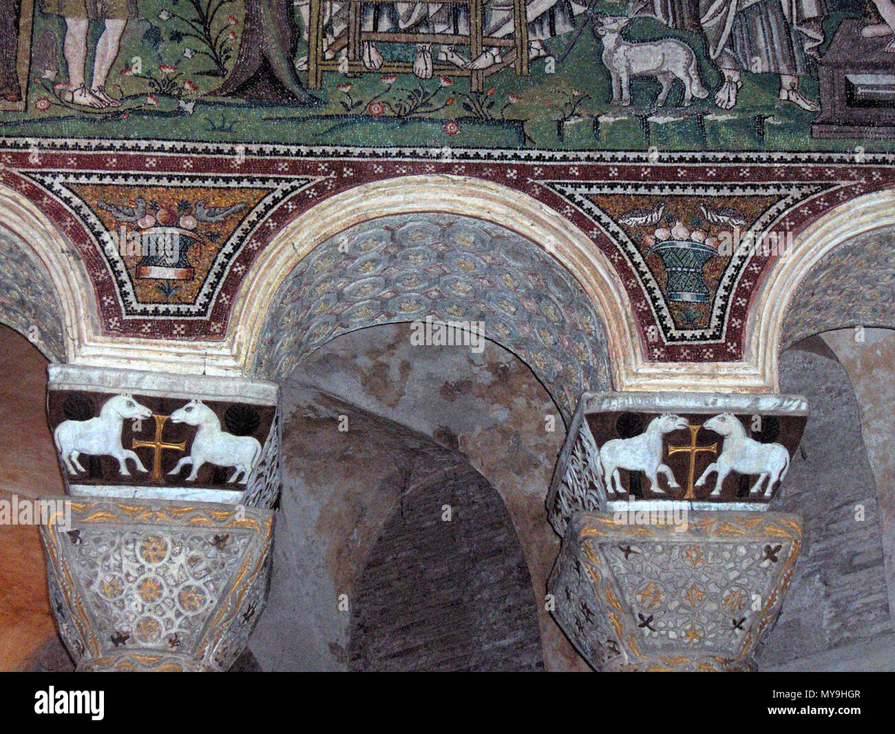 . Capitals; Basilica of San Vitale in Ravenna, Italy. 5 April 2006 ...
