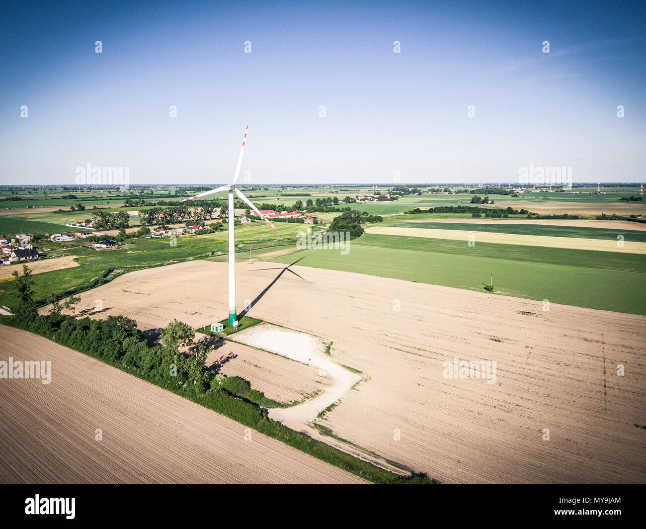 Aerial view of windmill at the countryside Stock Photo - Alamy