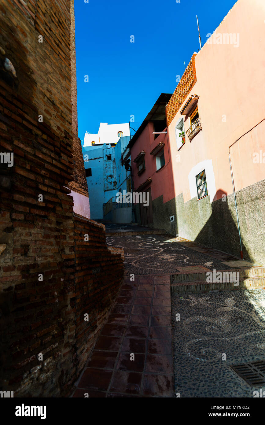 beautiful, picturesque street, narrow road, white facades of buildings ...