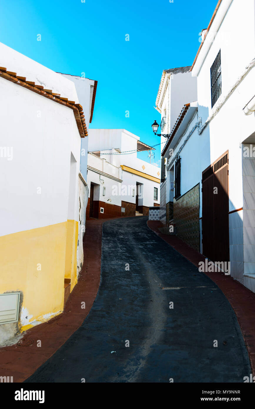 beautiful, picturesque street, narrow road, white facades of buildings ...