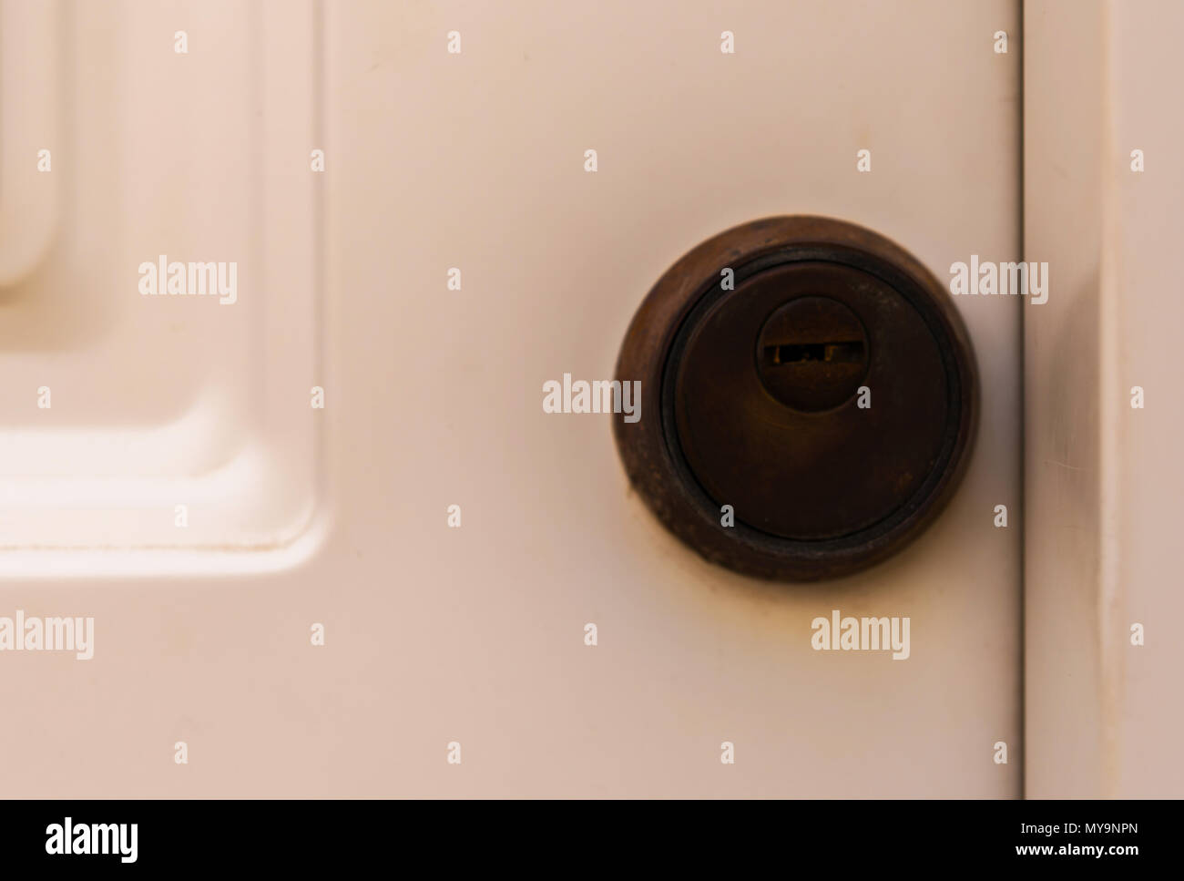 old door lock, aged wooden door, home security, vintage Stock Photo - Alamy