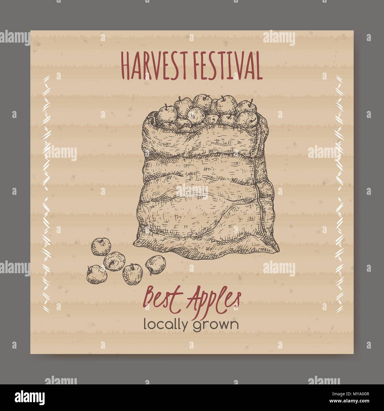 Vintage harvest festival label with apple sack Stock Vector Image & Art ...