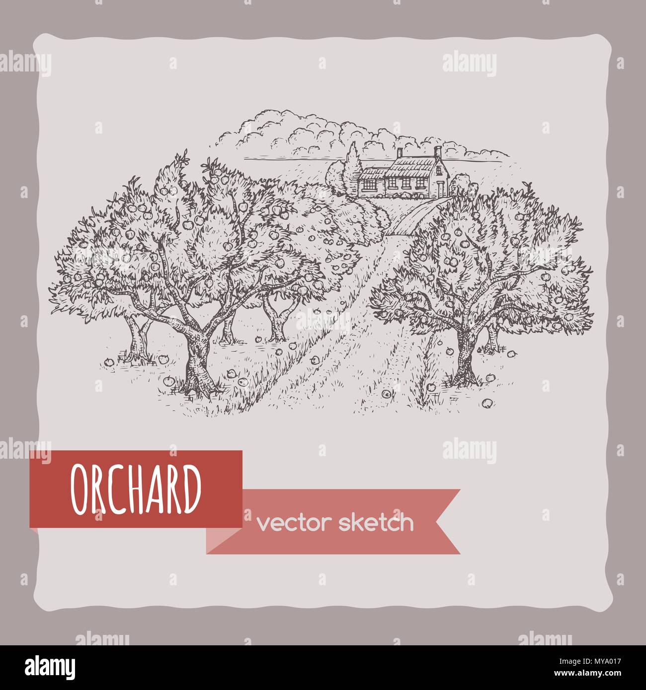 Hand drawn orchard sketch hi-res stock photography and images - Alamy