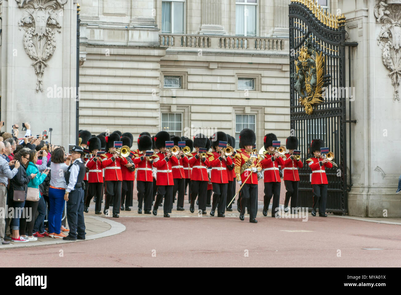 LONDON, ENGLAND - JUNE 17 2016: British Royal guards perform the ...