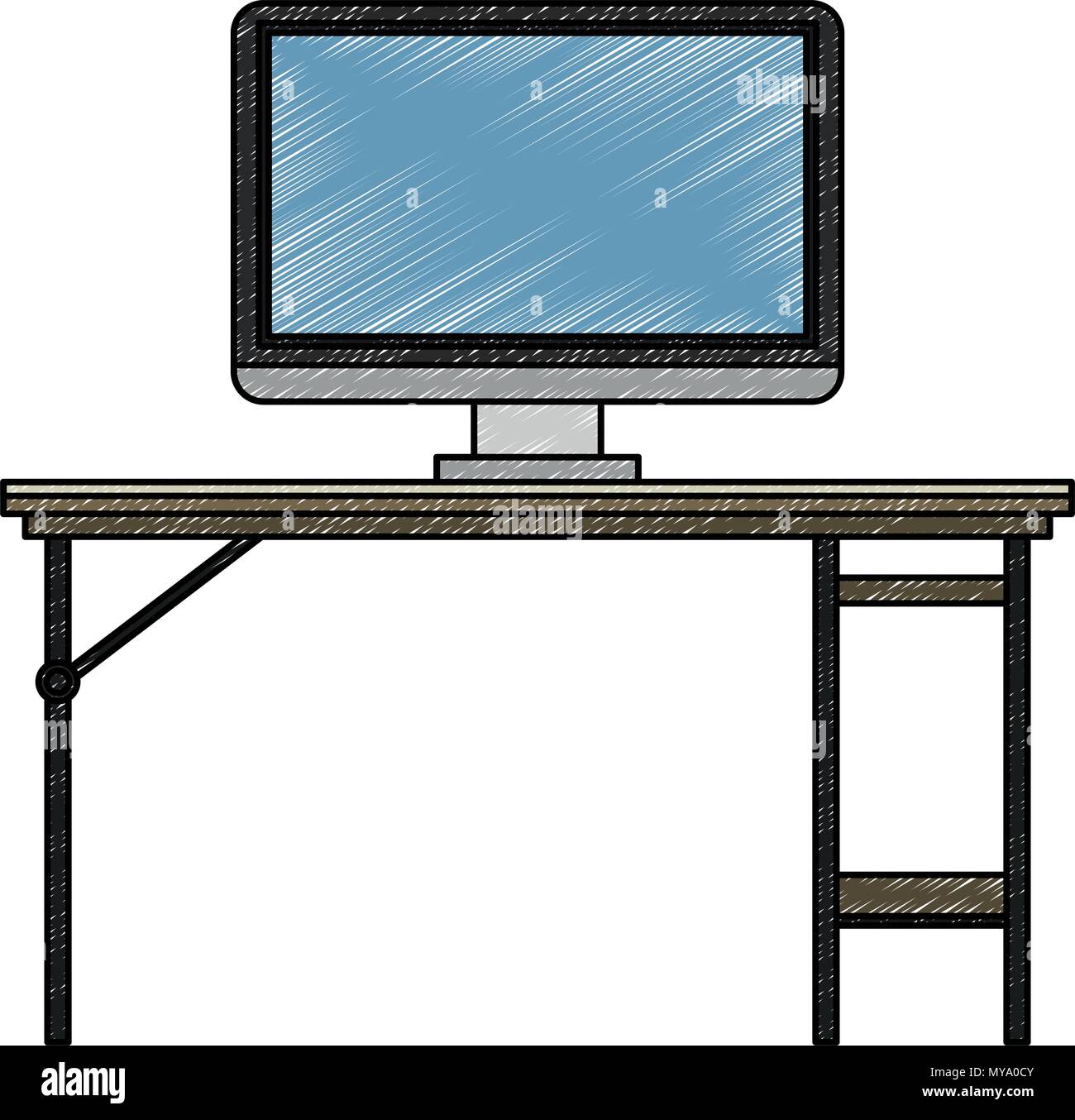 Computer in desk scribble Stock Vector Image & Art - Alamy