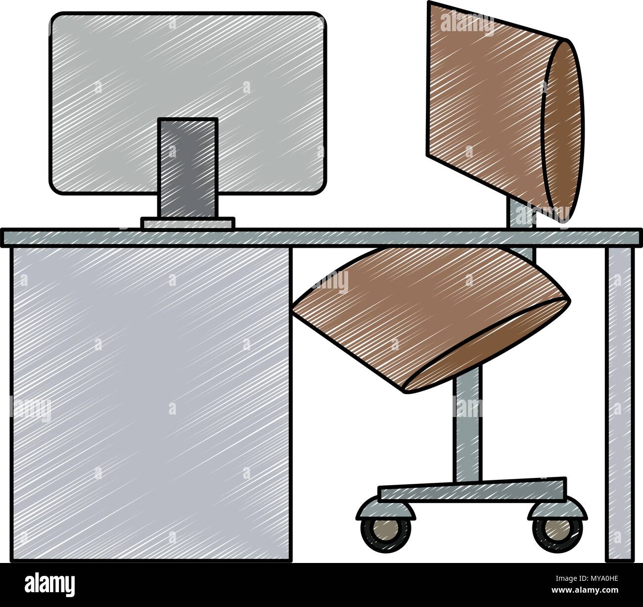 Office desk and chair scribble Stock Vector Image & Art - Alamy