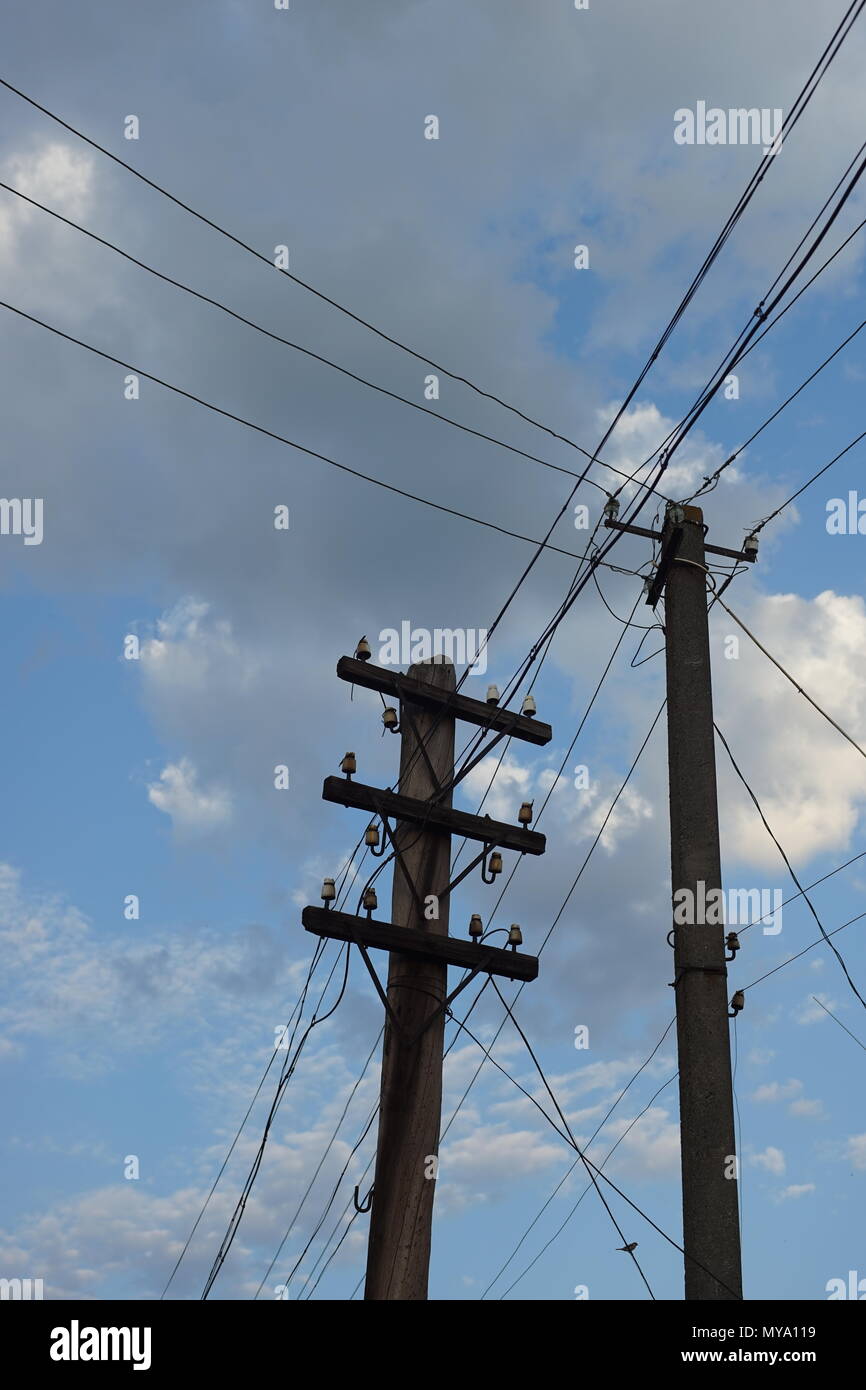 Power Lines With Two Poles High Resolution Stock Photography and Images ...