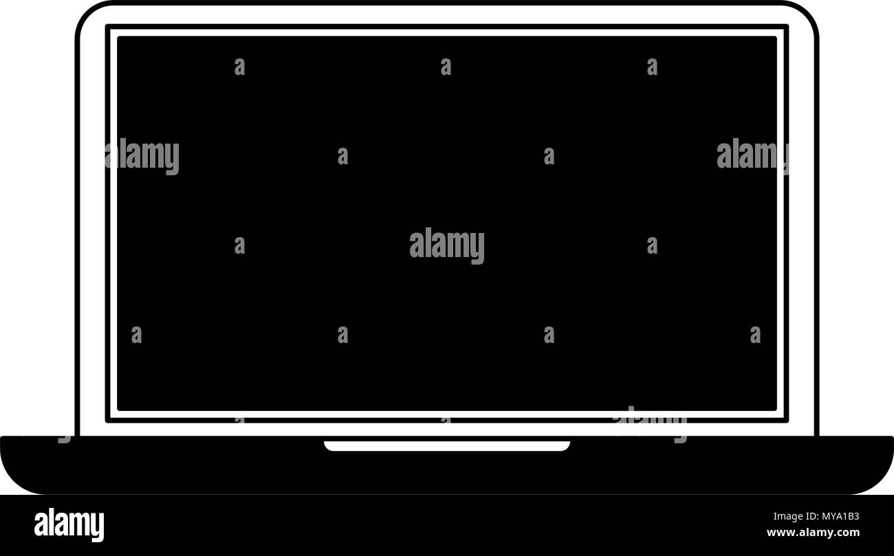 Laptop computer technology in black and white colors Stock Vector Image ...