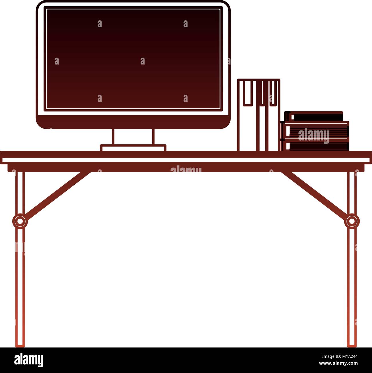 Computer in desk red lines Stock Vector Image & Art - Alamy