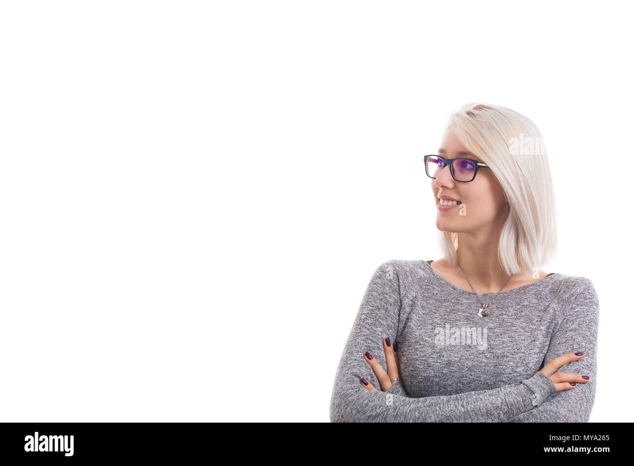 Close up girl thinking arms crossed hi-res stock photography and images ...