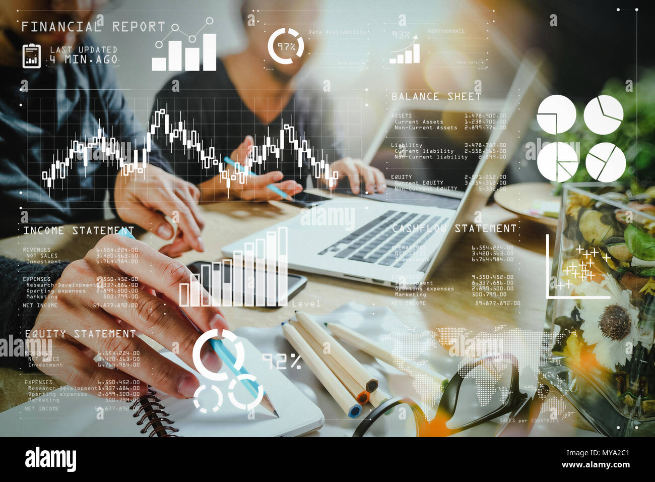 Financial report data of business operations (balance sheet and income ...