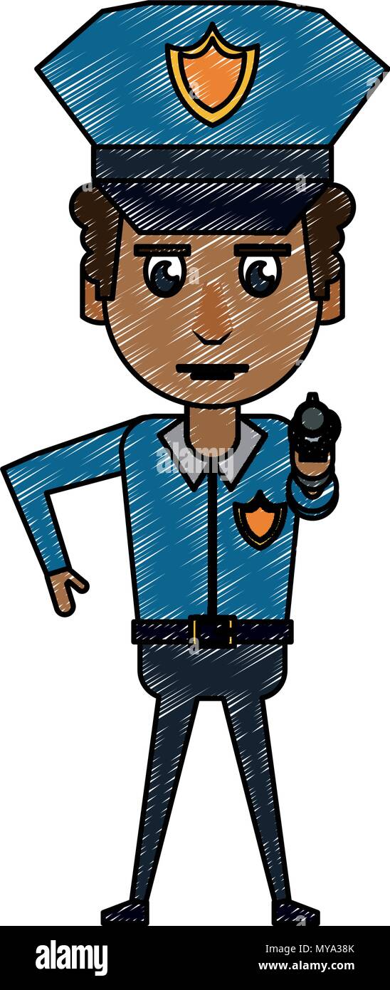 Cute police officer cartoon scribble Stock Vector Image & Art - Alamy