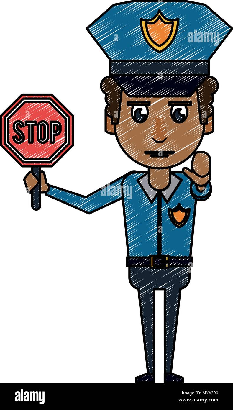 Cute police officer cartoon scribble Stock Vector Image & Art - Alamy