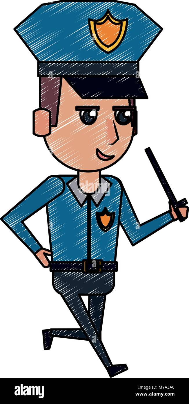 Cute police officer cartoon scribble Stock Vector Image & Art - Alamy