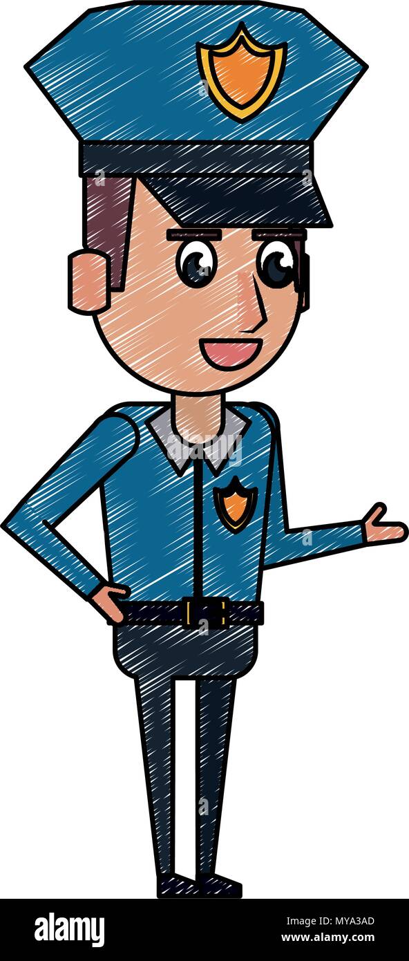 Cute police officer cartoon scribble Stock Vector Image & Art - Alamy
