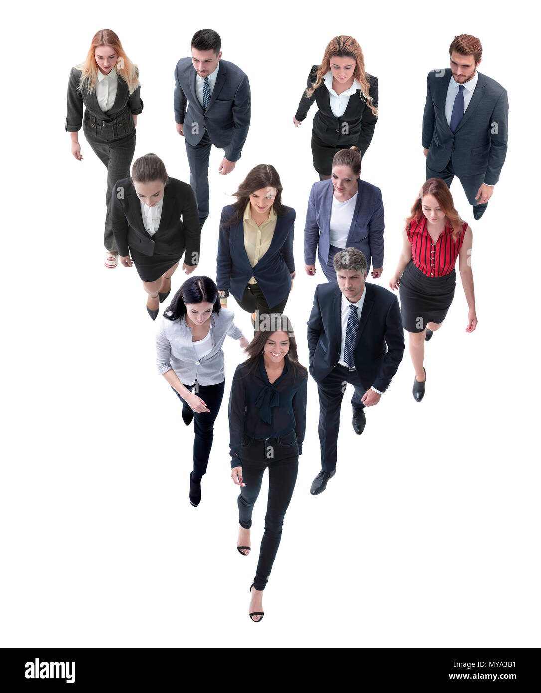 going business people behind the leader. isolated on white Stock Photo ...