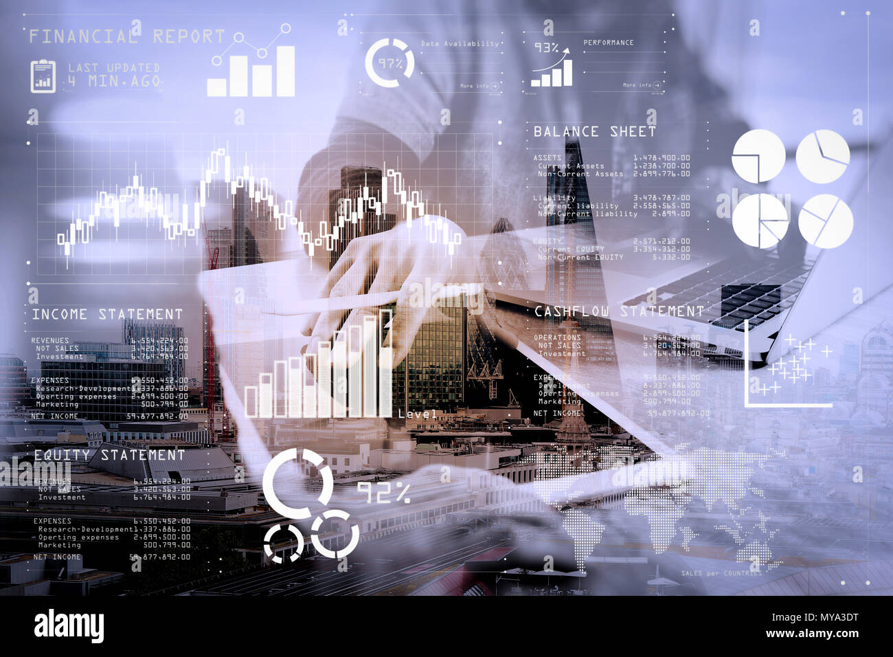 Financial report data of business operations (balance sheet and income ...