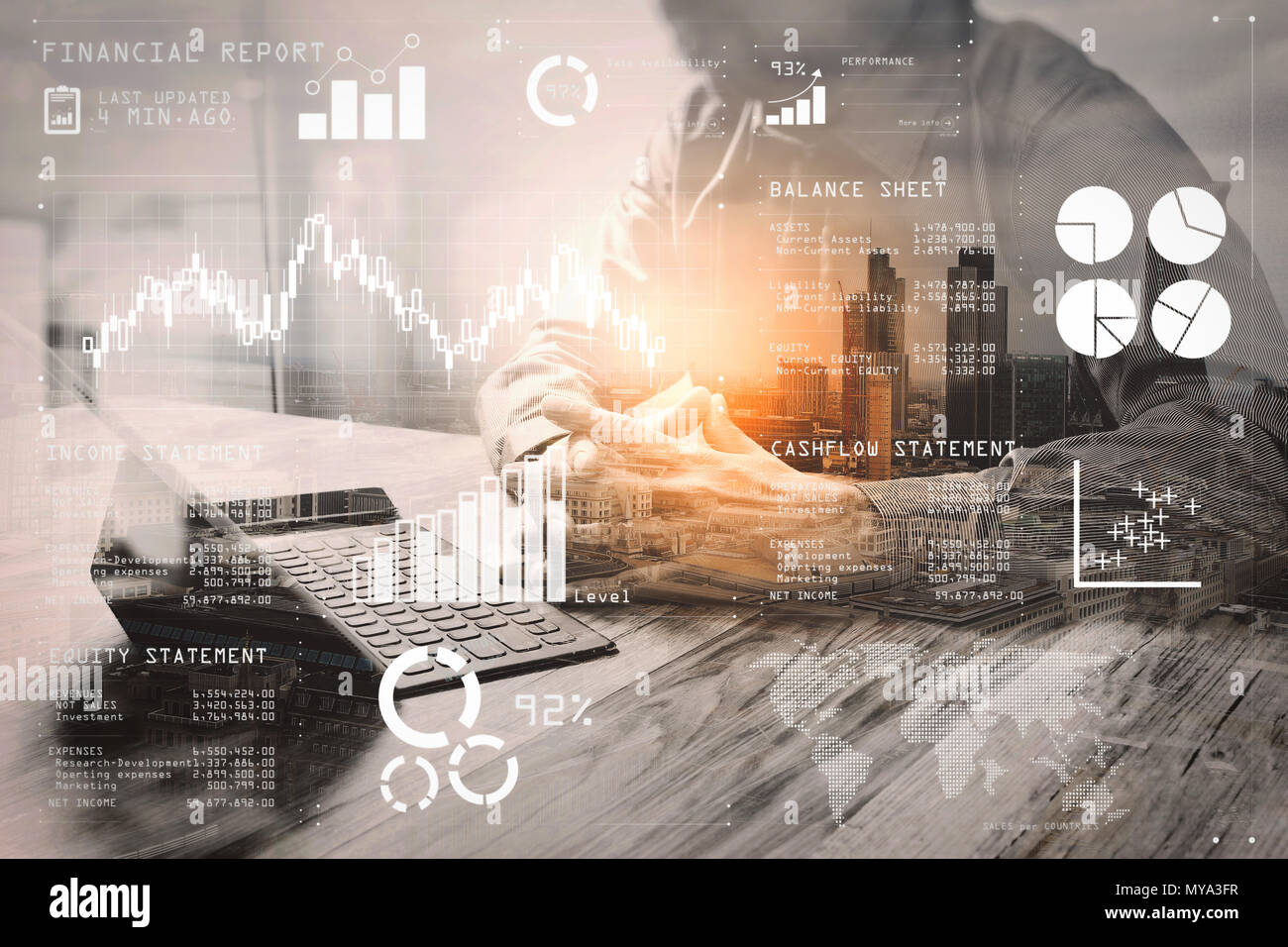 Financial report data of business operations (balance sheet and income ...