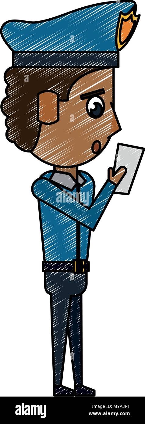 Cute police officer cartoon scribble Stock Vector Image & Art - Alamy