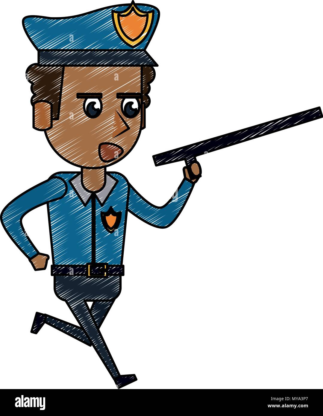Cute police officer cartoon scribble Stock Vector Image & Art - Alamy