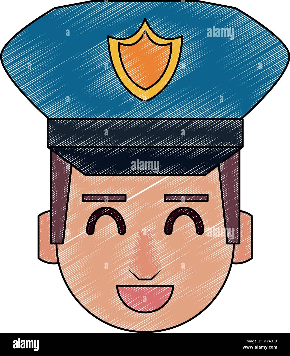Cute police officer cartoon scribble Stock Vector Image & Art - Alamy