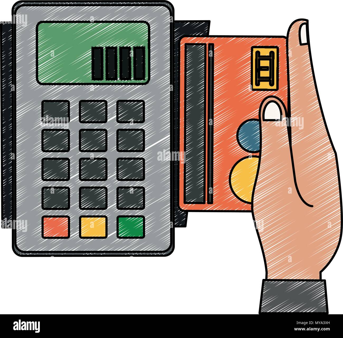Hand using credit card scribble Stock Vector Image & Art - Alamy