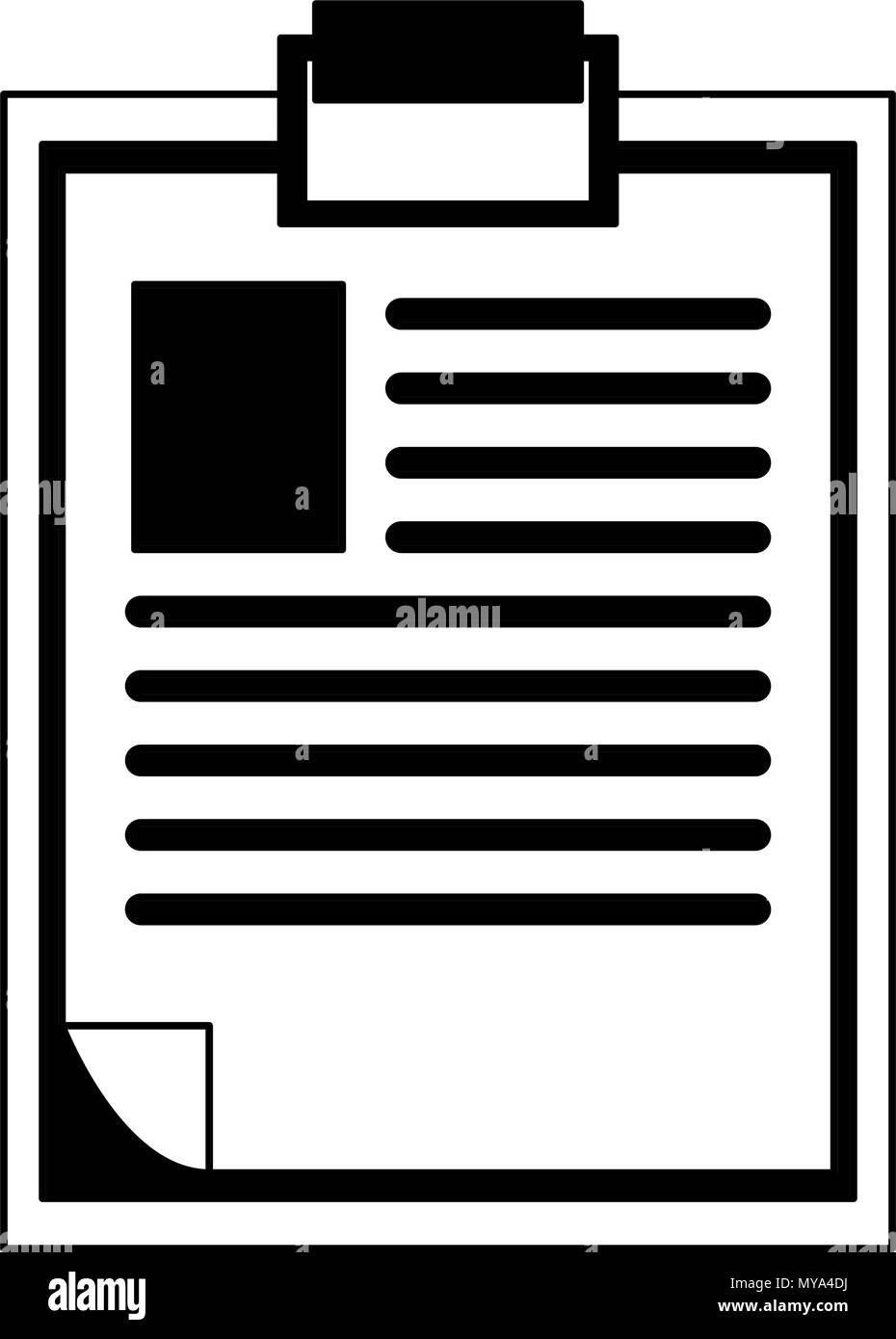 Documents on clipboard in black and white Stock Vector Image & Art - Alamy