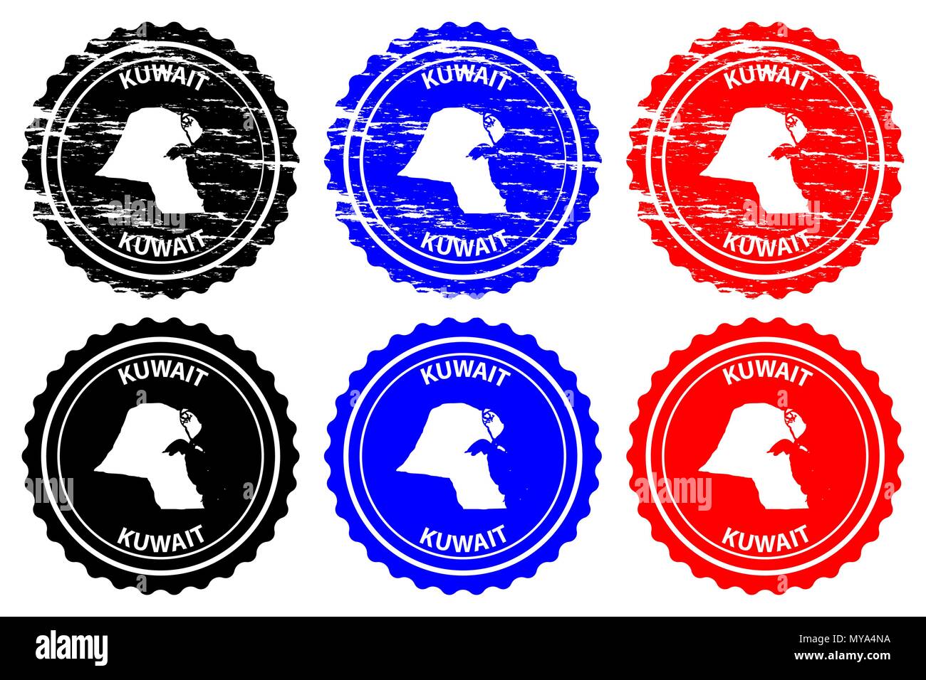 Kuwait - rubber stamp - vector, State of Kuwait map pattern - sticker ...