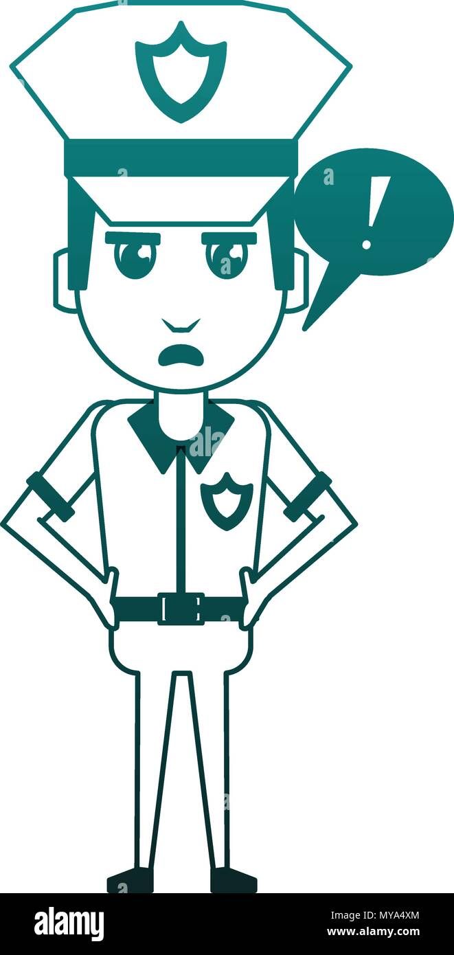 Cute police officer cartoon blue lines Stock Vector Image & Art - Alamy