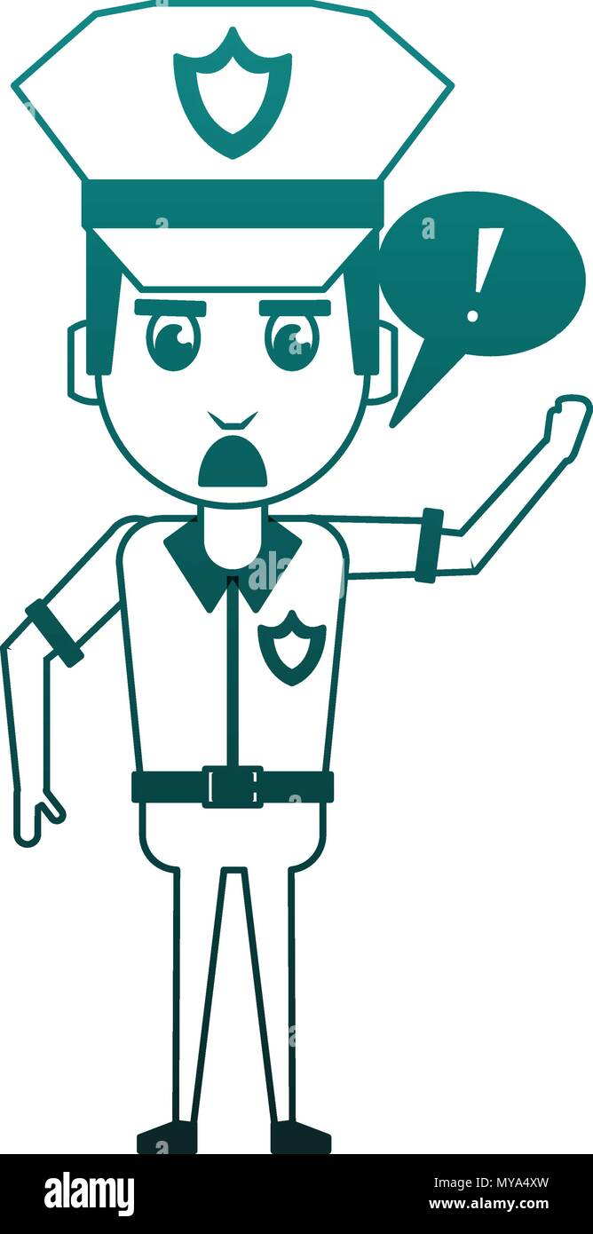 Cute police officer cartoon blue lines Stock Vector Image & Art - Alamy