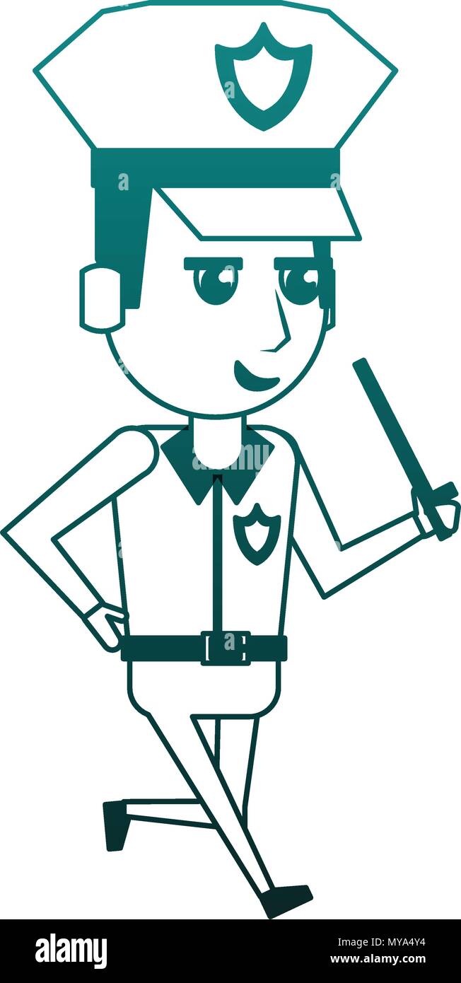 Cute police officer cartoon blue lines Stock Vector Image & Art - Alamy